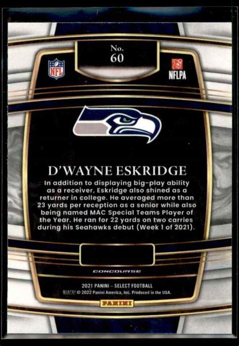 PANINI SELECT D WAYNE ESKRIDGE RC SEATTLE SEAHAWKS EBay