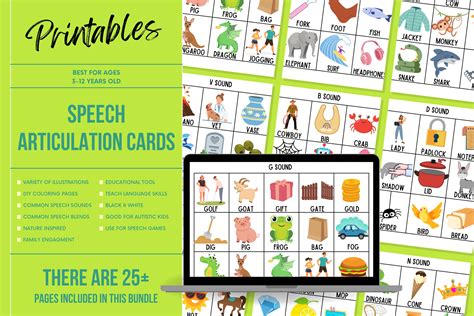 Speech Articulation Cards 400 Printable Flash Cards Digital Download
