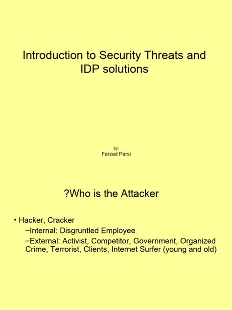 Idp Presentation Pdf Denial Of Service Attack Transmission Control Protocol