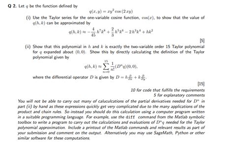 Solved Q 2 ﻿let Q ﻿be The Function Defined
