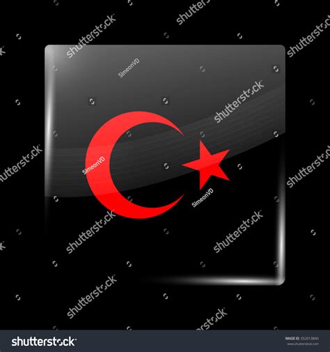Turkey Variant Flag Glassy Icon Square Stock Vector Royalty Free