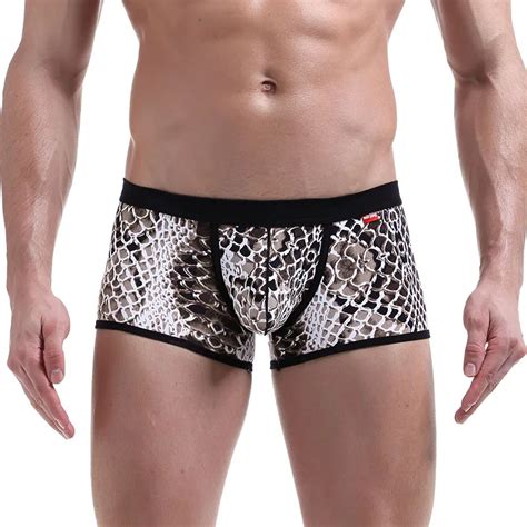 Aiiou Trunks Men Underwear Boxer Shorts Camouflage Snake Pattern Print