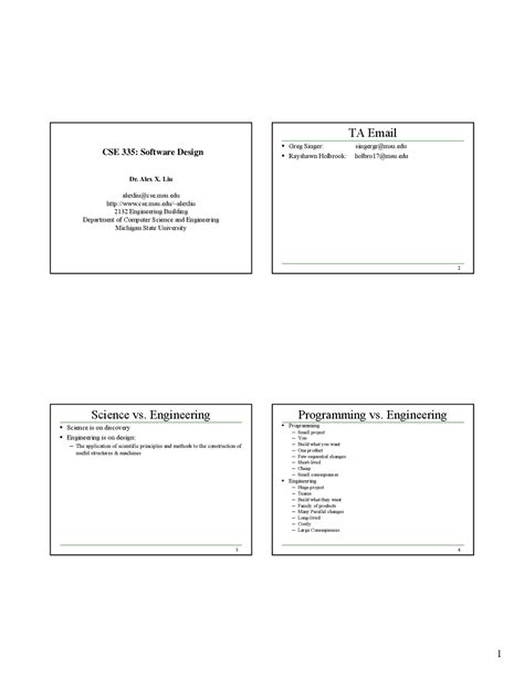 Introduction To Software Design Lecture Slides Cse 335 Docsity