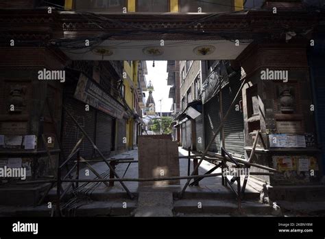Streets Of Kathmandu Blocked Using Bamboo And Rope During Ongoing