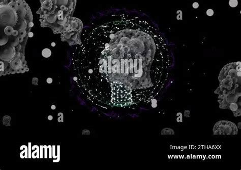 Animation Of Graphical Gear Human Brains Moving Over Digital Rotating