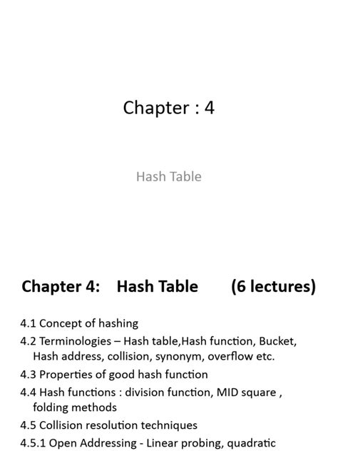 Ch 4 Hash Table Pdf Algorithms And Data Structures Computer Programming