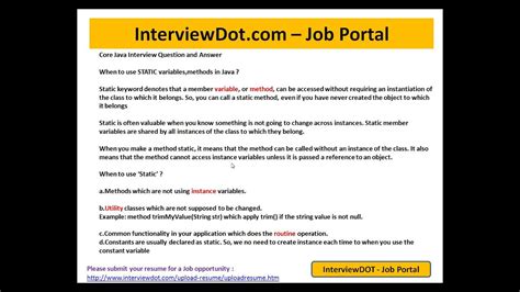 When To Use Static Variable Methods In Java Interview Youtube