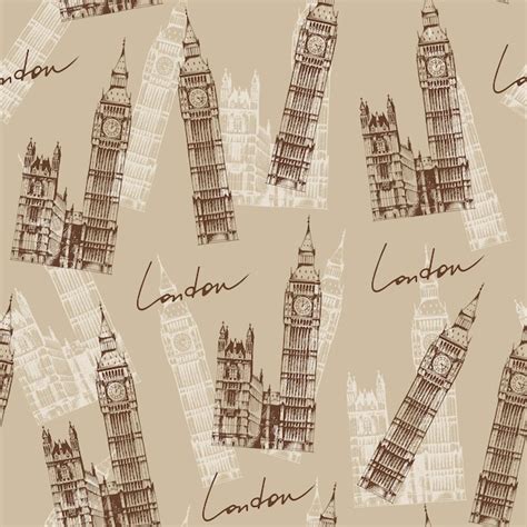 Premium Vector Vintage Style Pattern With Big Ben Elizabeth Tower