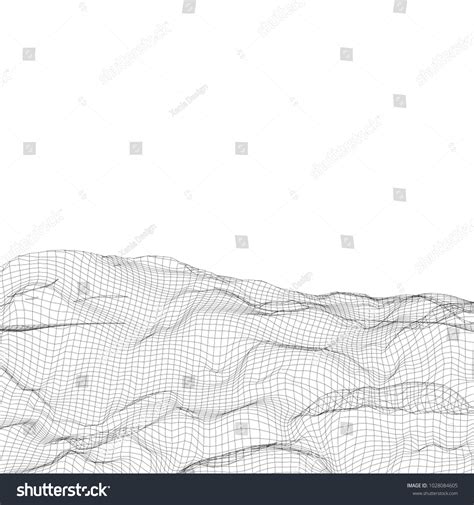 Abstract Digital Wireframe Landscape Background Cyber Stock Vector Royalty Free