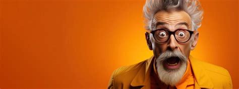 Premium Ai Image Surprised Happy Funny Old Man In Glasses With Mouth