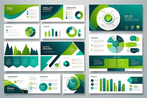 Modelos de slides de apresentação de resumos azuis e verdes Elementos