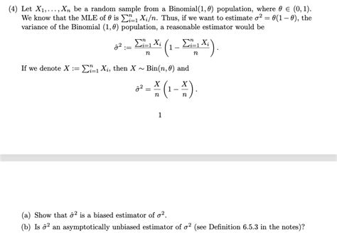 Solved 4 Let X1 Xn Be A Random Sample From A Chegg