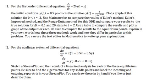 Solved 1 For The First Order Differential Equationv