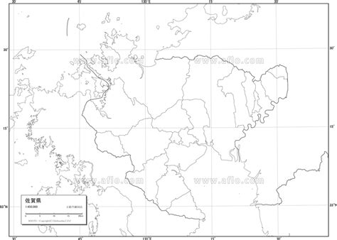 佐賀県 白地図 ベクター地図素材のダウンロード販売 アフロモール