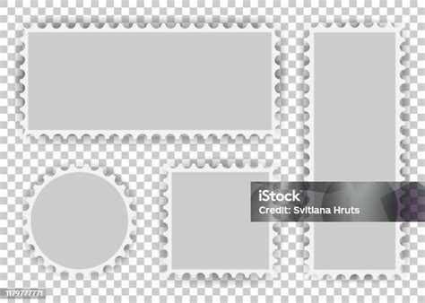 郵便切手コレクション正方形円と長方形の切手暗い背景にテンプレートのセットベクトルイラストレーション Sendのベクターアート素材や画像を