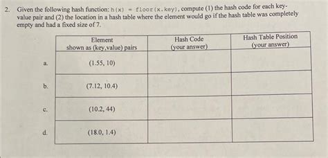 solved given the following hash function h x floor x key