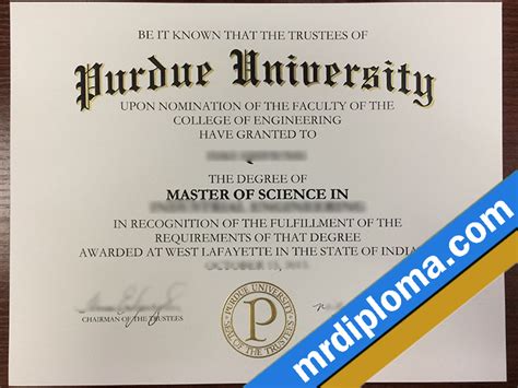 Purdue University Custom Printable Degree Certificate Printable Diploma