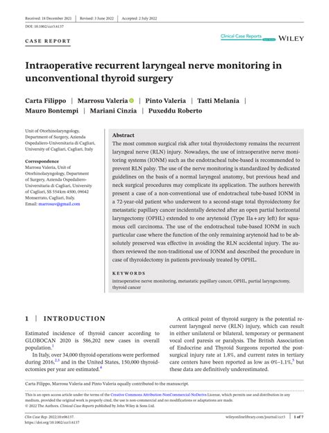 Pdf Intraoperative Recurrent Laryngeal Nerve Monitoring In Unconventional Thyroid Surgery