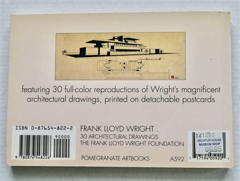 Frank Lloyd Wright 30 Architectural Drawings A Book Of Postcards Vintage 1991 30 Full Color