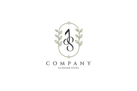 Premium Vector Js Letter Monogram Logo Decorated With Plants Suitable
