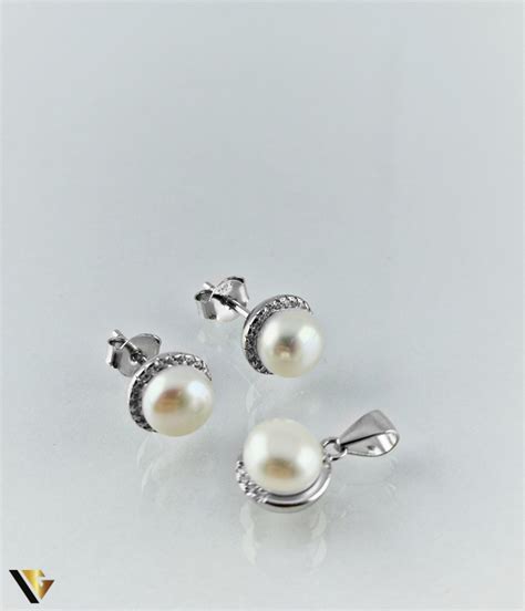 Set Pandant Si Cercei Din Argint 925 Perla 4 07 Grame