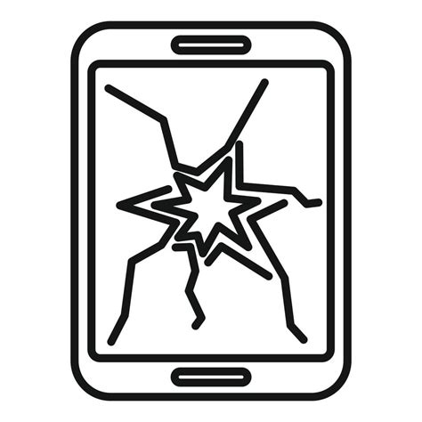 Tablet Broken Screen Icon Outline Vector Repair Mobile 14864709 Vector