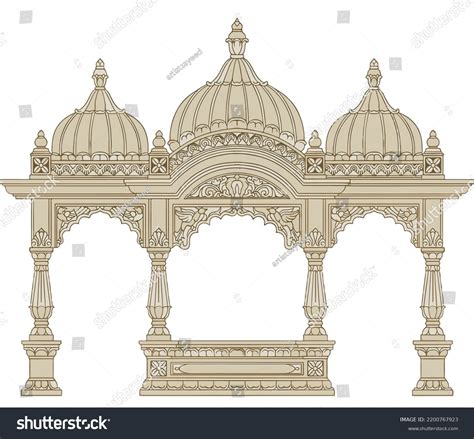 Traditional Indian Mughal Arch Temple Vector Stock Vector Royalty Free 2200767923 Shutterstock