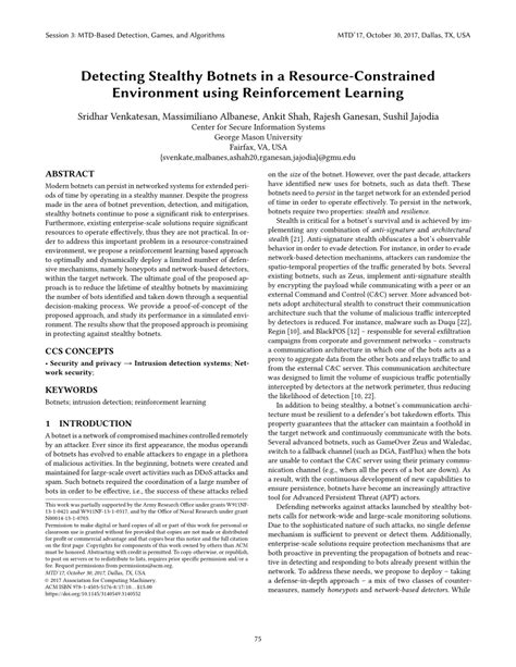 pdf detecting stealthy botnets in a resource constrained environment