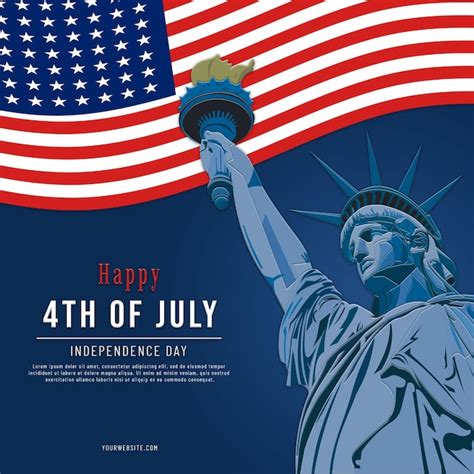 Premium Psd Happy 4th Of July Independence Day With Liberty Statue