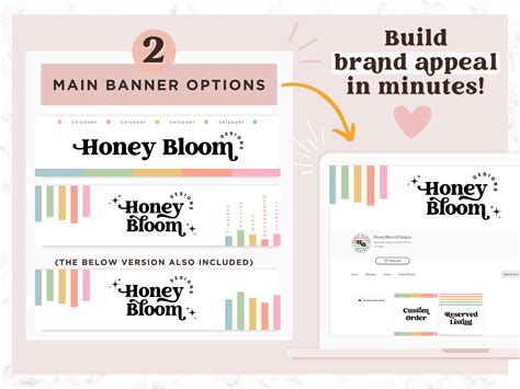 Rainbow Etsy Shop Kit Minimal Etsy Banner Canva Template Simple