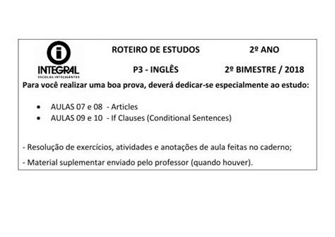 Pdf Roteiro De Estudos 2º Ano P3 InglÊs 2º Bimestre · Roteiro