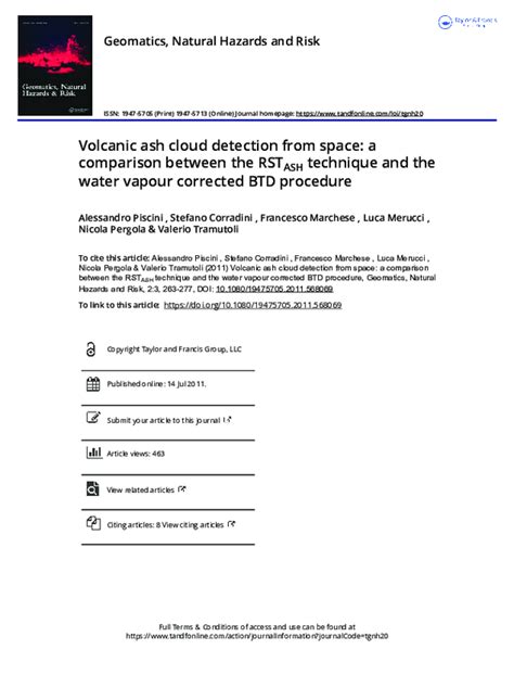 Pdf Volcanic Ash Cloud Detection From Space A Comparison Between The Rstashtechnique And The