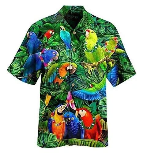 Camisa Hawaiana Con Estampado De Laurel Para Hombre Cuotas Sin Interés