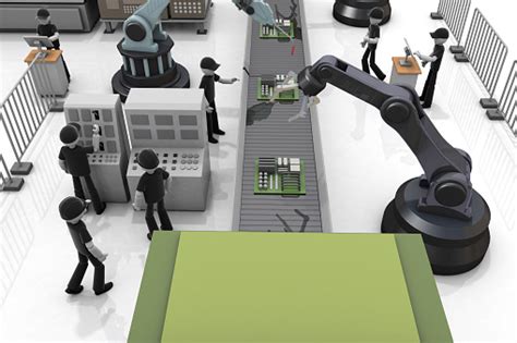 공장에서 일하는 사람 기계를 작동합니다 물건을 만드는 제조 산업 3d 일러스트레이션 3차원 형태에 대한 스톡 사진 및 기타 이미지 3차원 형태 감시 고용과 노동