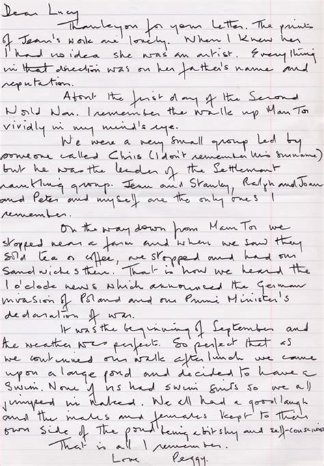 Letter From Peggy Freeman