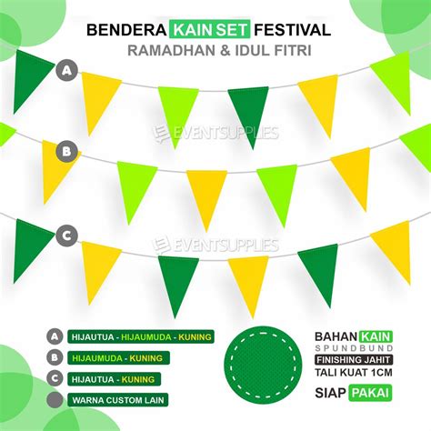 Custom Bendera Segitiga Kain Festival Ramadhan Idul Fitri Bunting Flag