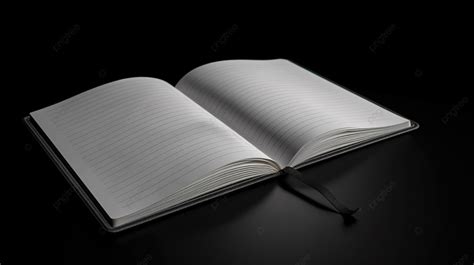 black background notebook with blank pages in 3d rendering open notebook blank notebook diary