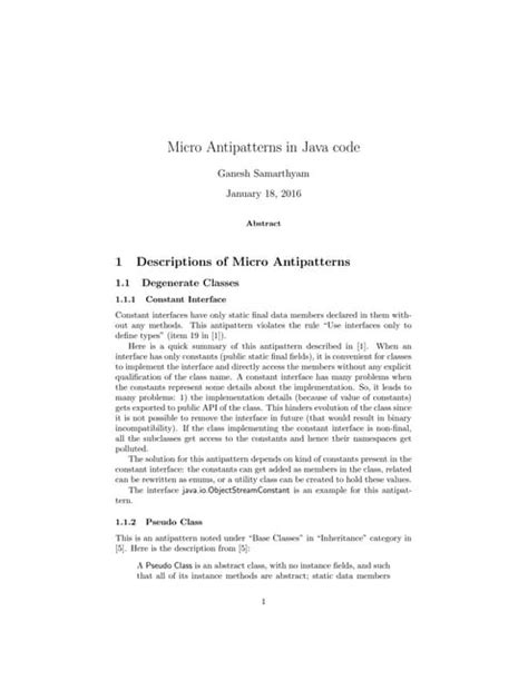 Micro Anti Patterns In Java Code Pdf