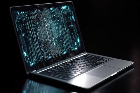 Premium Photo Hacker Laptop With Binary Computer Code Internet Ai