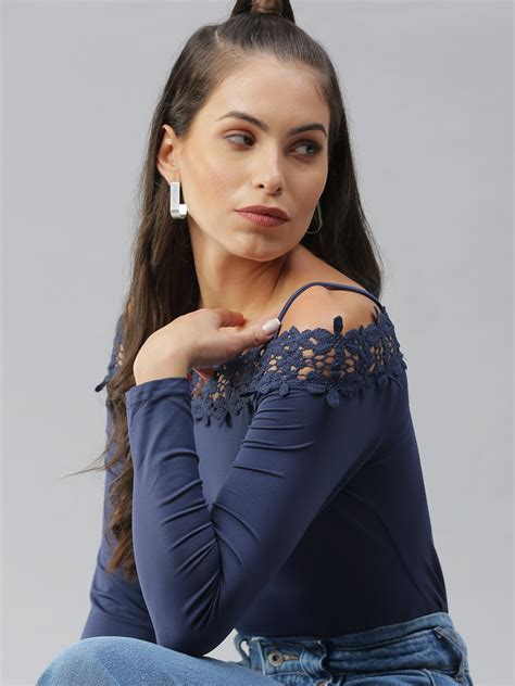 Buy Showoff Women Blue Bardot Top Tops For Women 18411242 Myntra