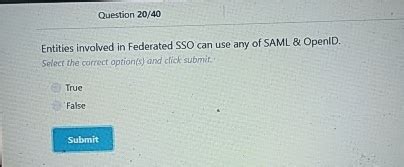 Solved Question Entities Involved In Federated SSO Can Chegg