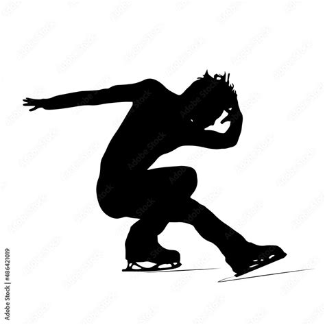 Figure Skater Silhouette Male Figure Showing Ice Skating Dance Vector