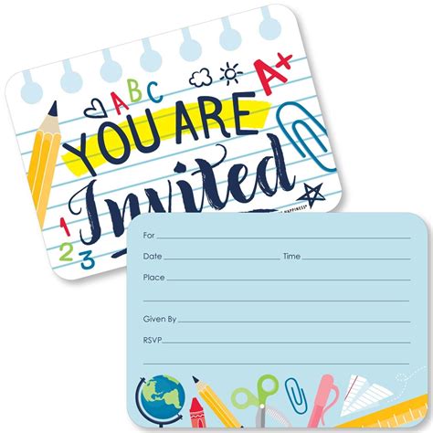 Big Dot Of Happiness Back To School Shaped Fill In Invitations