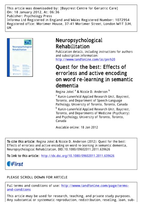 pdf quest for the best effects of errorless and active encoding on