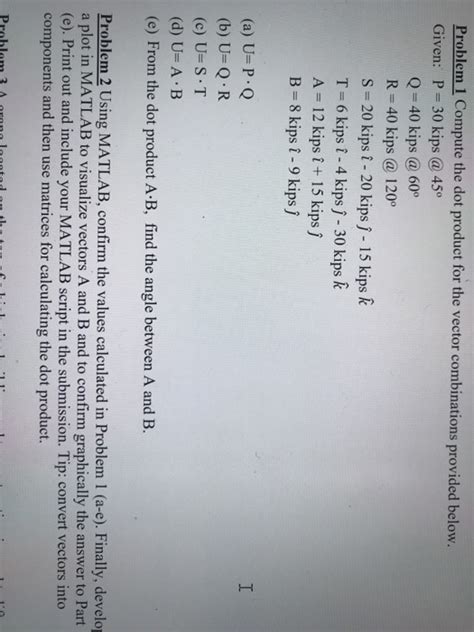 Solved Problem Compute The Dot Product For The Vector Chegg