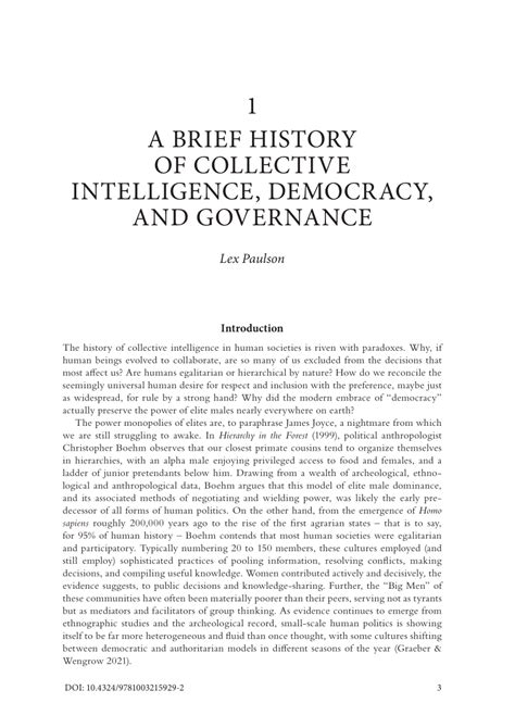 Pdf A Brief History Of Collective Intelligence Democracy And Governance