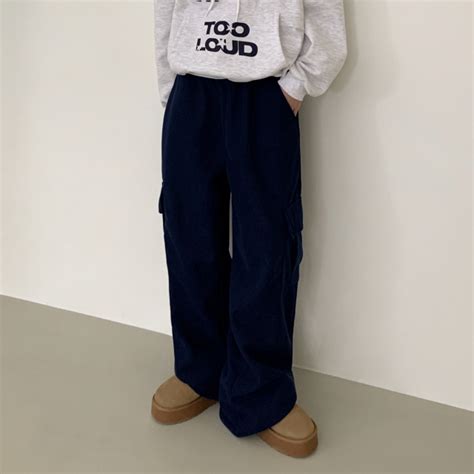 조이조이 💖50할인💖 멘터 양털 기모 골덴 와이드 투웨이 스트링 골지 밴딩 카고 코듀로이팬츠