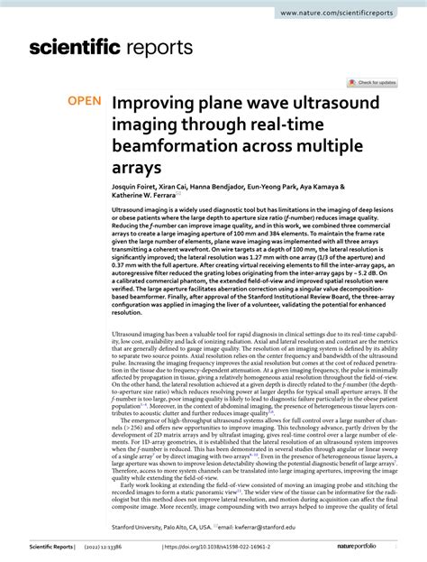 Pdf Improving Plane Wave Ultrasound Imaging Through Real Time Beamformation Across Multiple Arrays