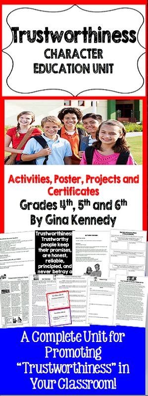 Trustworthiness Character Education Unit Lessons Activities And Projects Character Education Trustworthiness Character Education Unit Lessons Activities And Projects Character Education