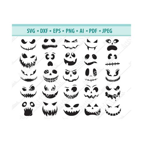 Halloween Face Svg Bundle Scary Face Svg Pumpkin Face Svg Inspire